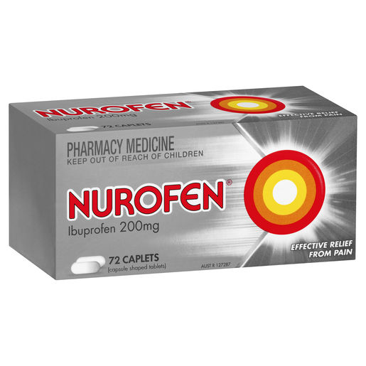 Nurofen Caplets 72s 200mg Ibuprofen anti-inflammatory pain relief ...